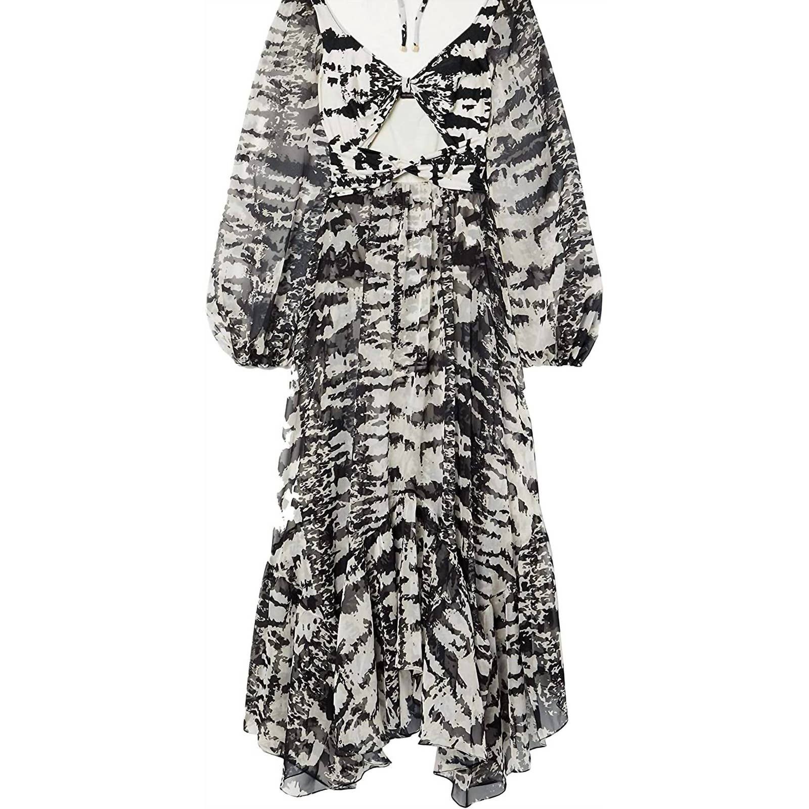 Patbo Cutout Zebra-Print Stretch-Jersey And Chiffon Maxi Dress | Grailed