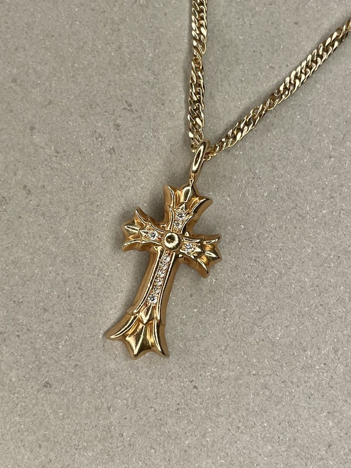 Chrome Hearts 22k Gold Diamond Cross W/ One Ball | Grailed