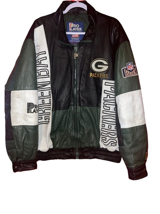 Pro Player Green Bay packers leather jacket pro player genuine 90’s ...