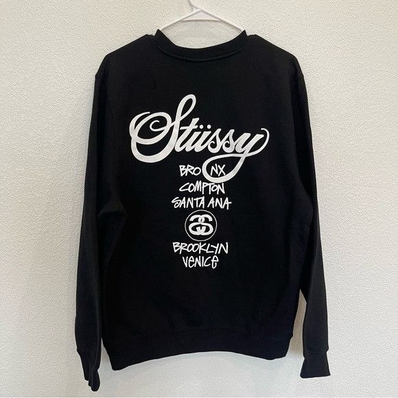 Stussy NEW STUSSY WORLD TOUR BLACK SWEATSHIRT SZ SMALL | Grailed