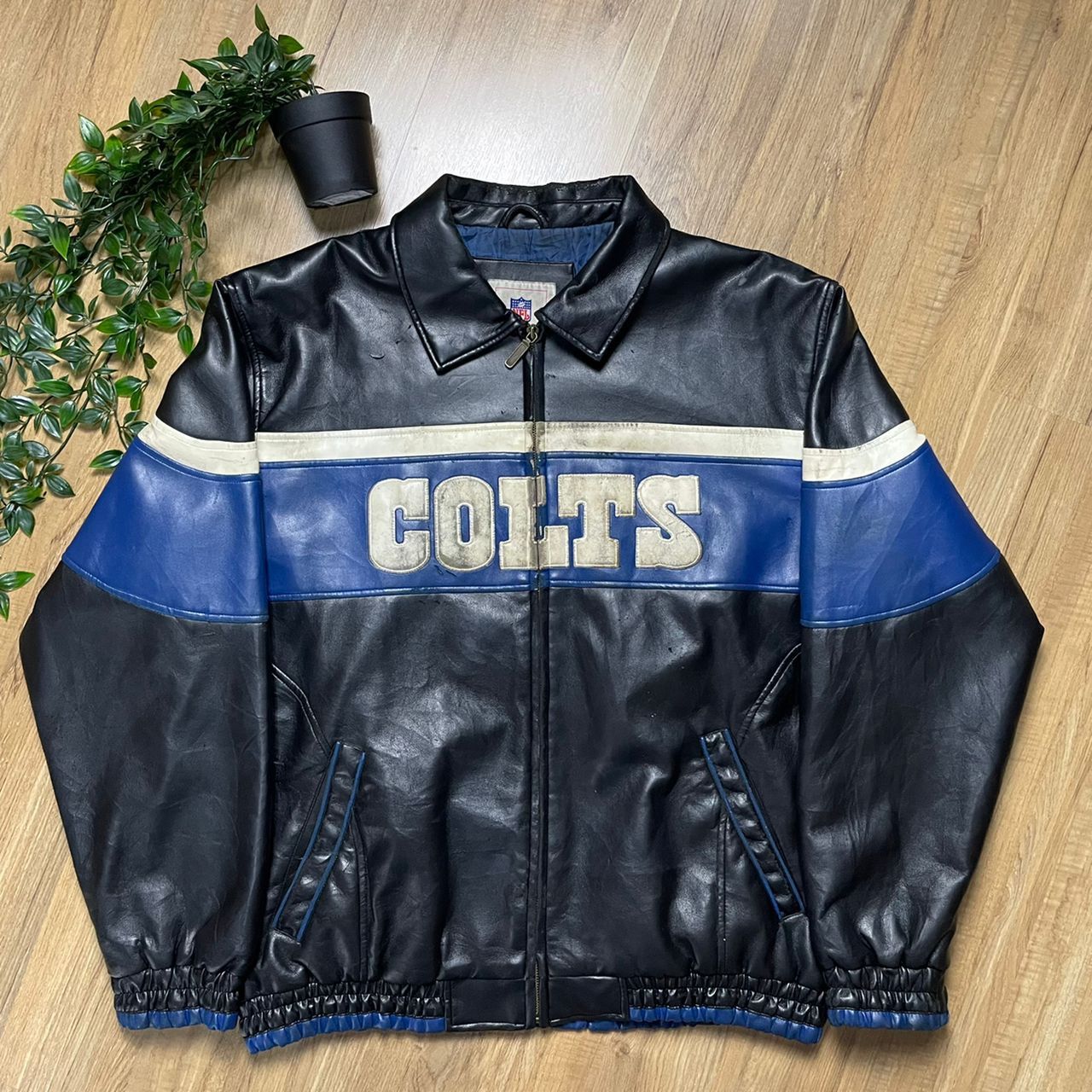 NFL × Vintage Vintage 90’s Leather Jacket Colts NFL National Football ...