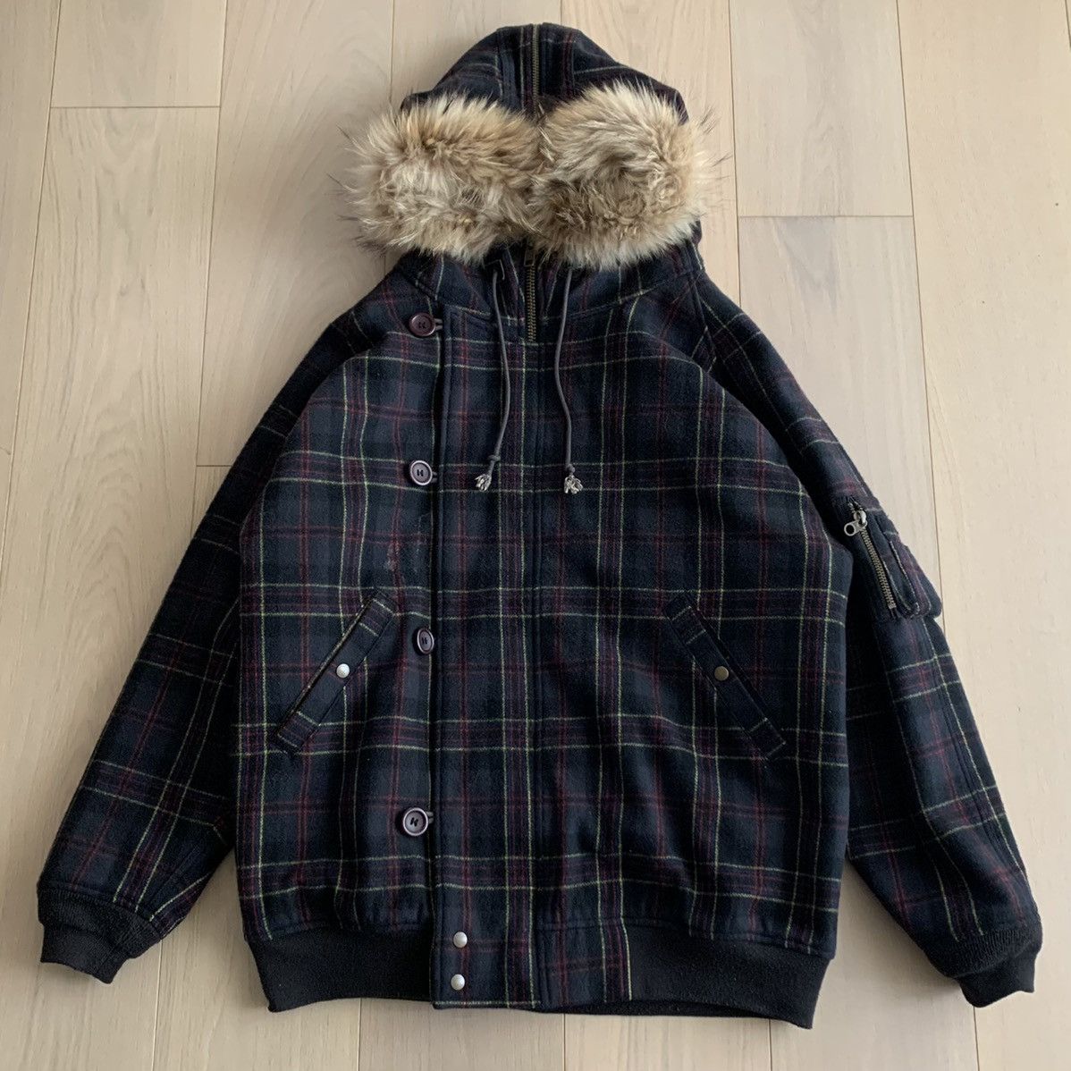 Swagger 2000’s Coyote Fur Hood Wool N2B Bomber Jacket | Grailed