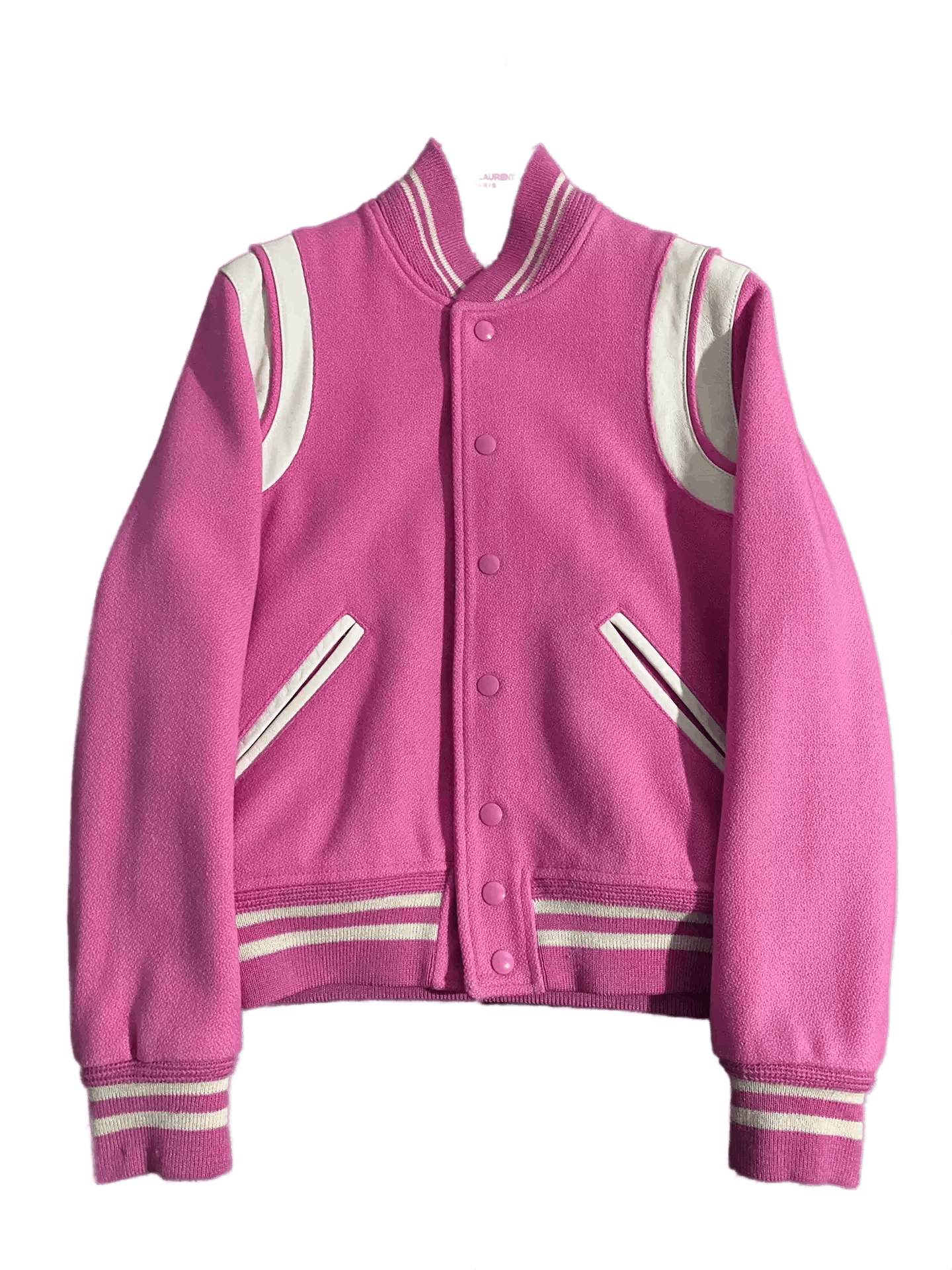 Yves Saint Laurent saint laurent Pink baseball jacket | Grailed