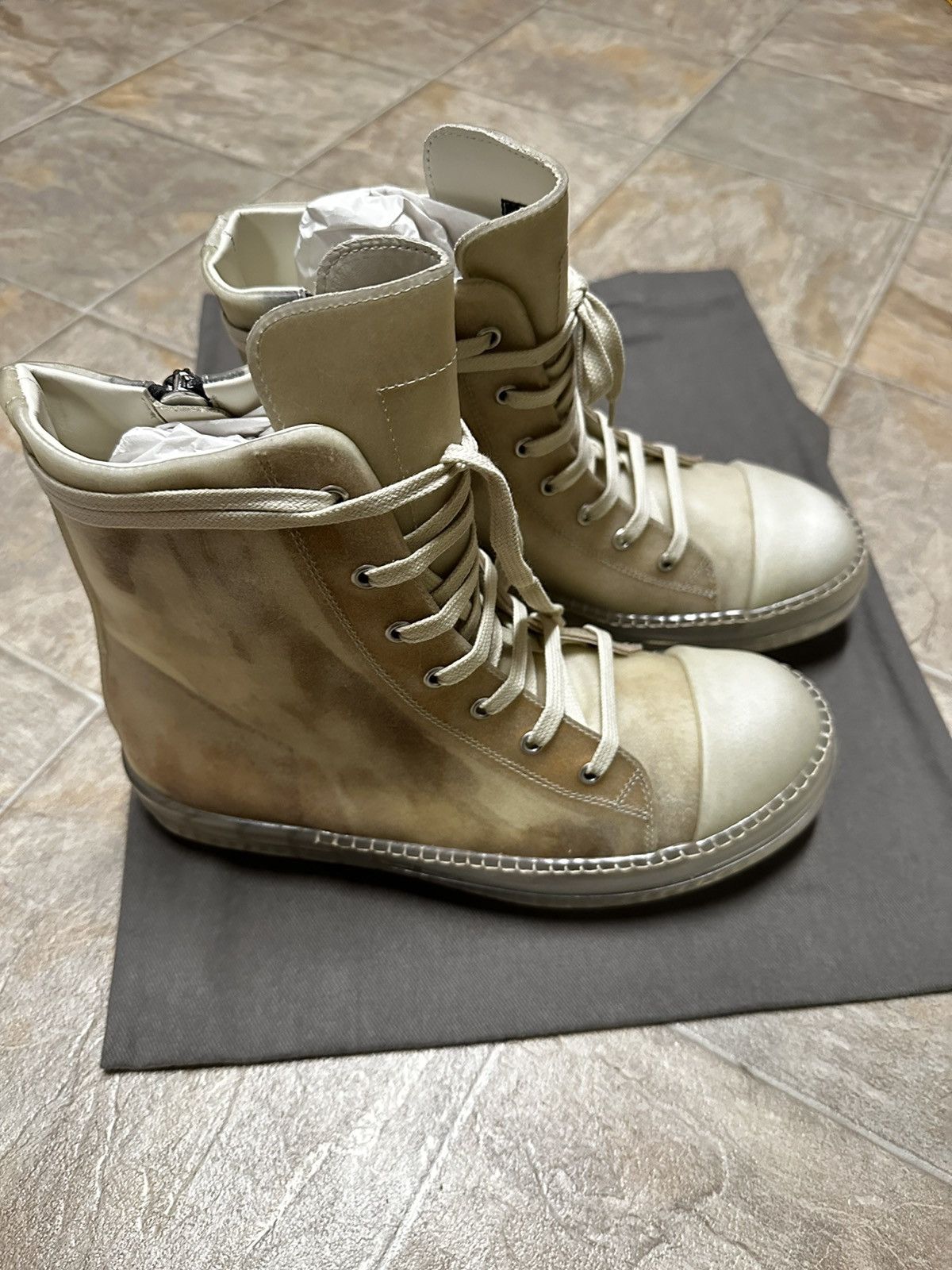 Rick Owens RICK OWENS TRANSPARENT LEATHER SNEAKERS NEW SIZE 42 | Grailed
