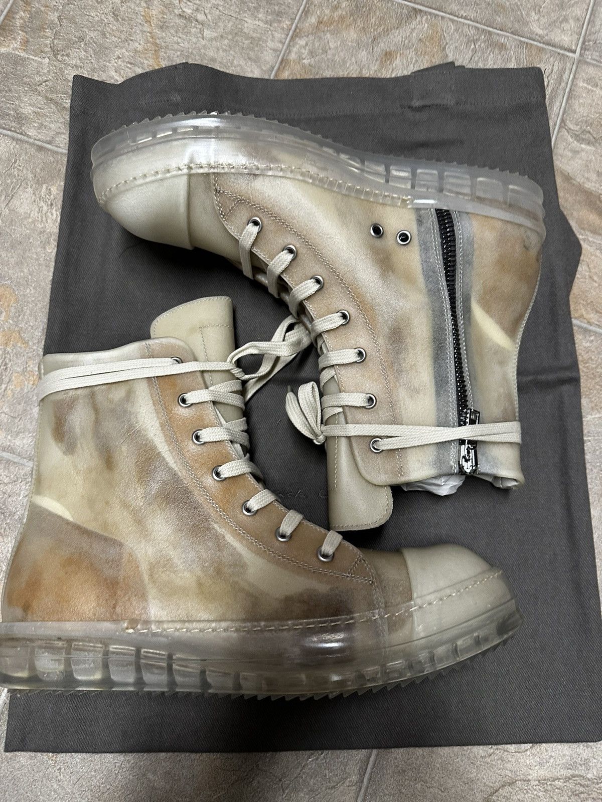 Rick Owens RICK OWENS TRANSPARENT LEATHER SNEAKERS NEW SIZE 42 | Grailed