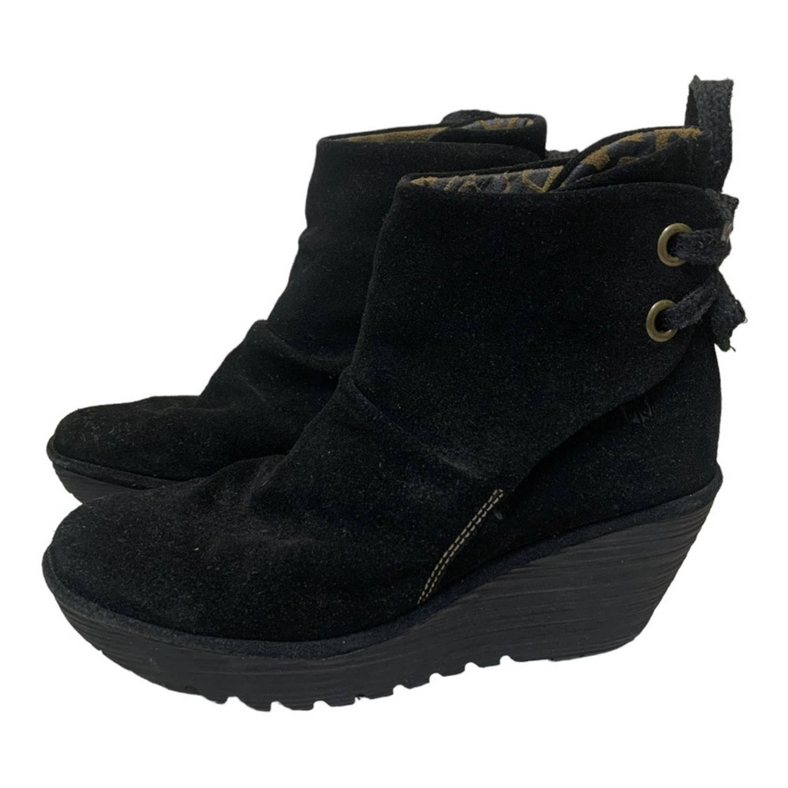 Fly London Fly London Yama Black Suede Wedge Boot | Grailed