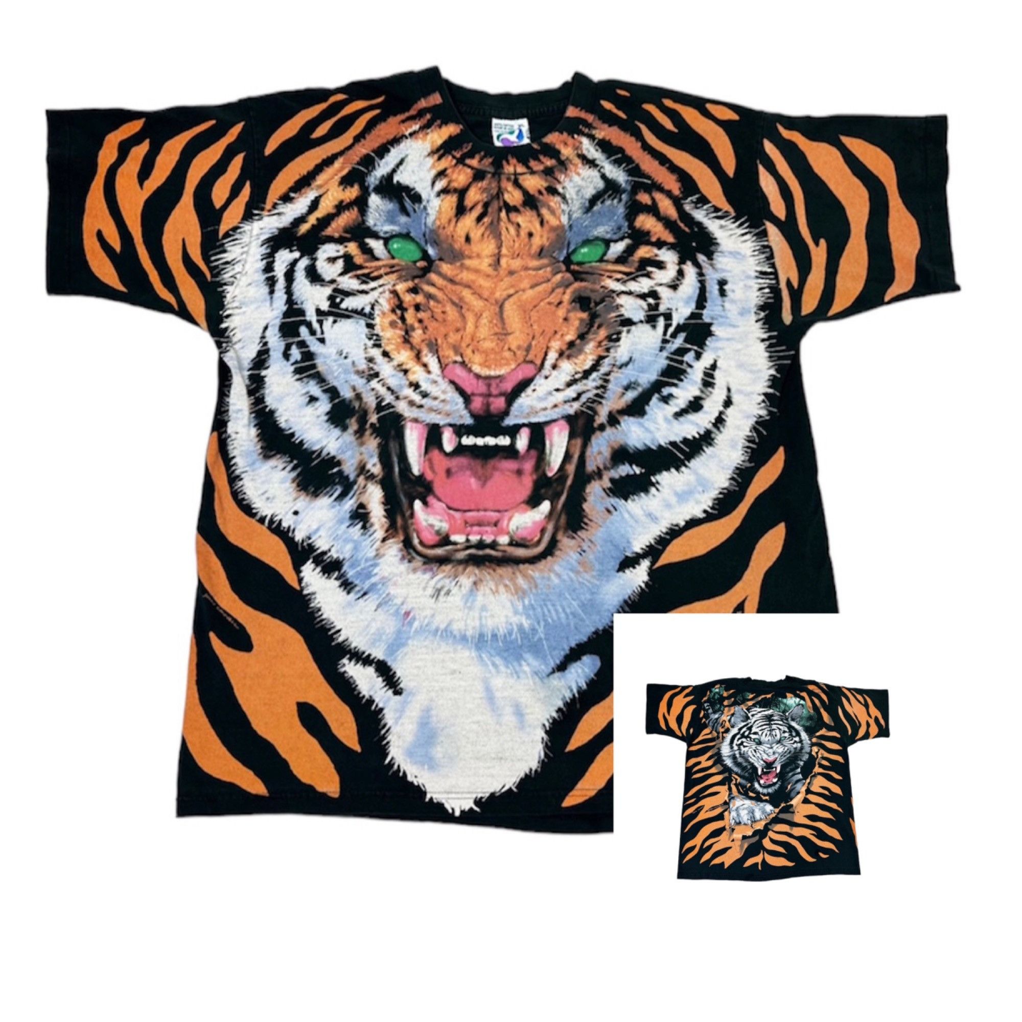 Vintage Vintage 1995 Liquid Blue Tiger T-Shirt XL All Over Print | Grailed