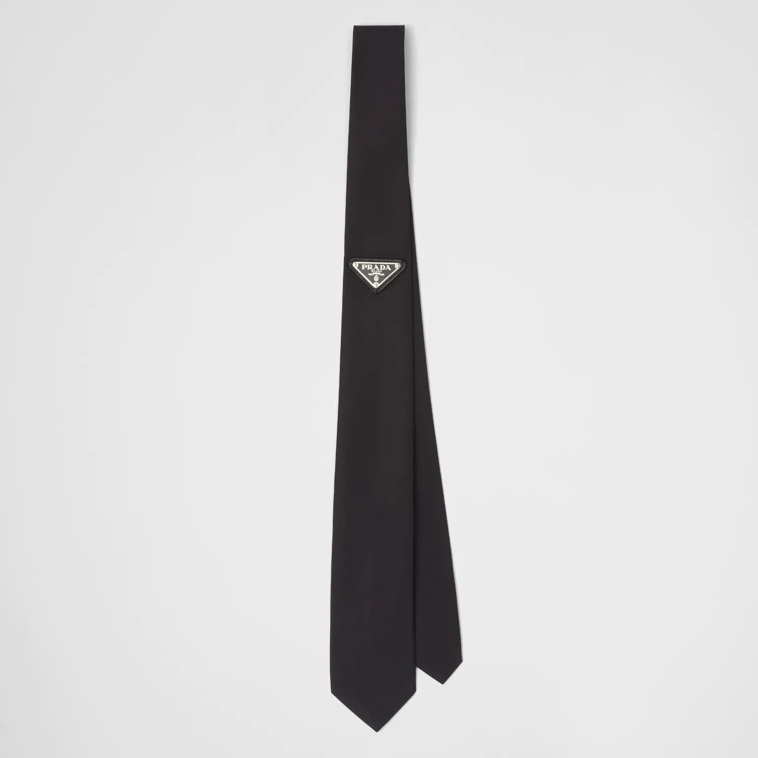 Prada PRADA TIE LEATHER NYLON TRIANGLE LOGO NECK SILK LEATHER | Grailed