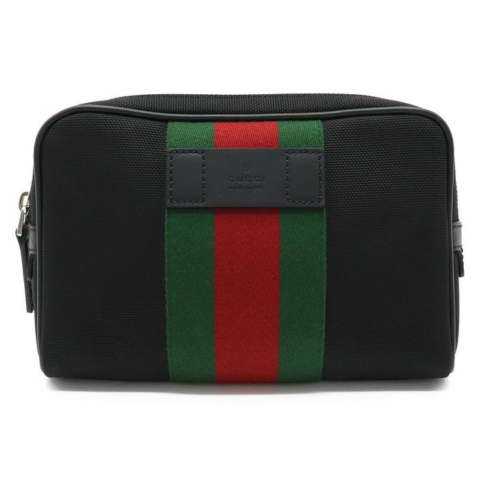 Gucci Gucci Sherry Line Waist Bag Body Nylon Canvas Leather Black Green ...