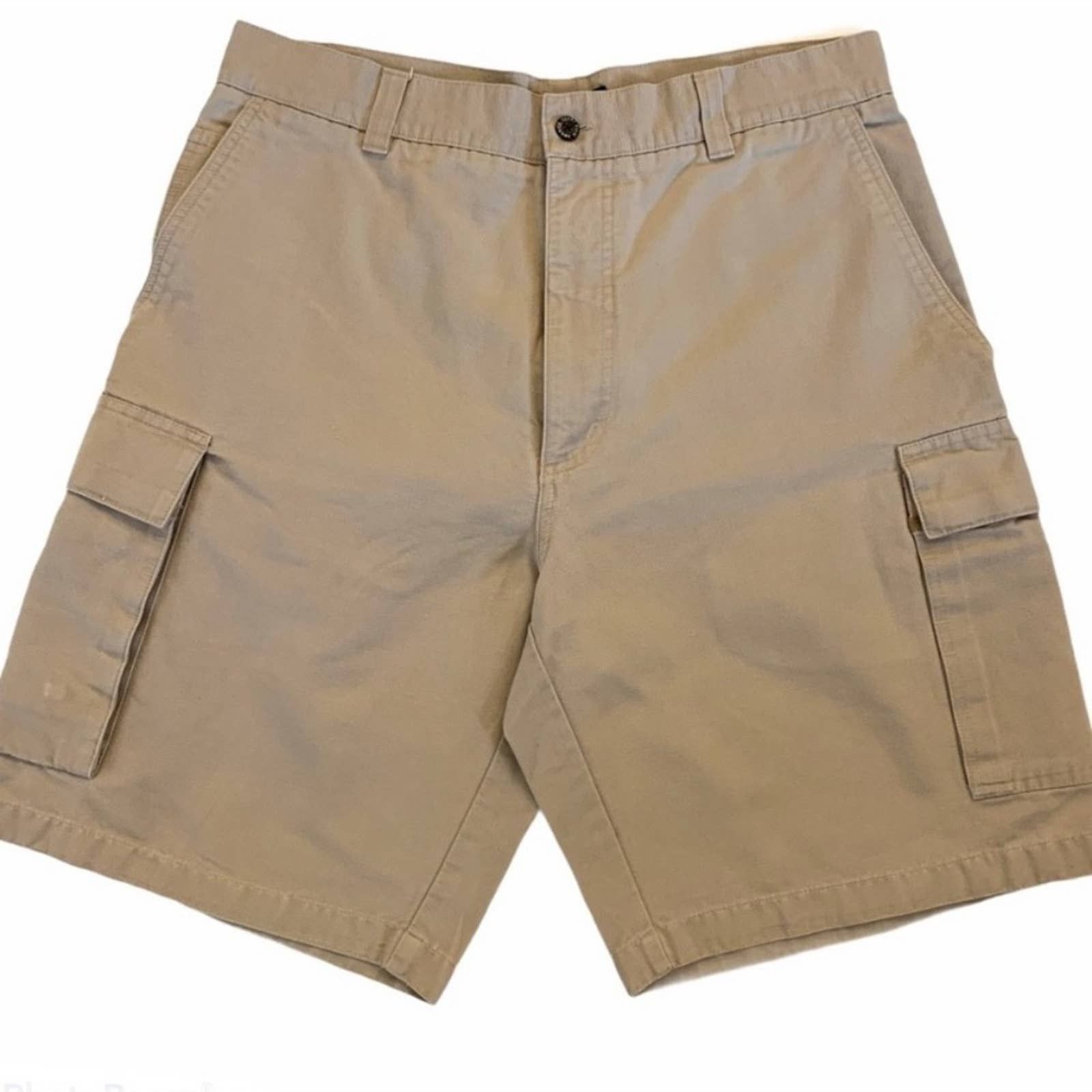 Perry Ellis Perry Ellis Cotton Khaki Cargo Shorts in Stone 34W10L | Grailed