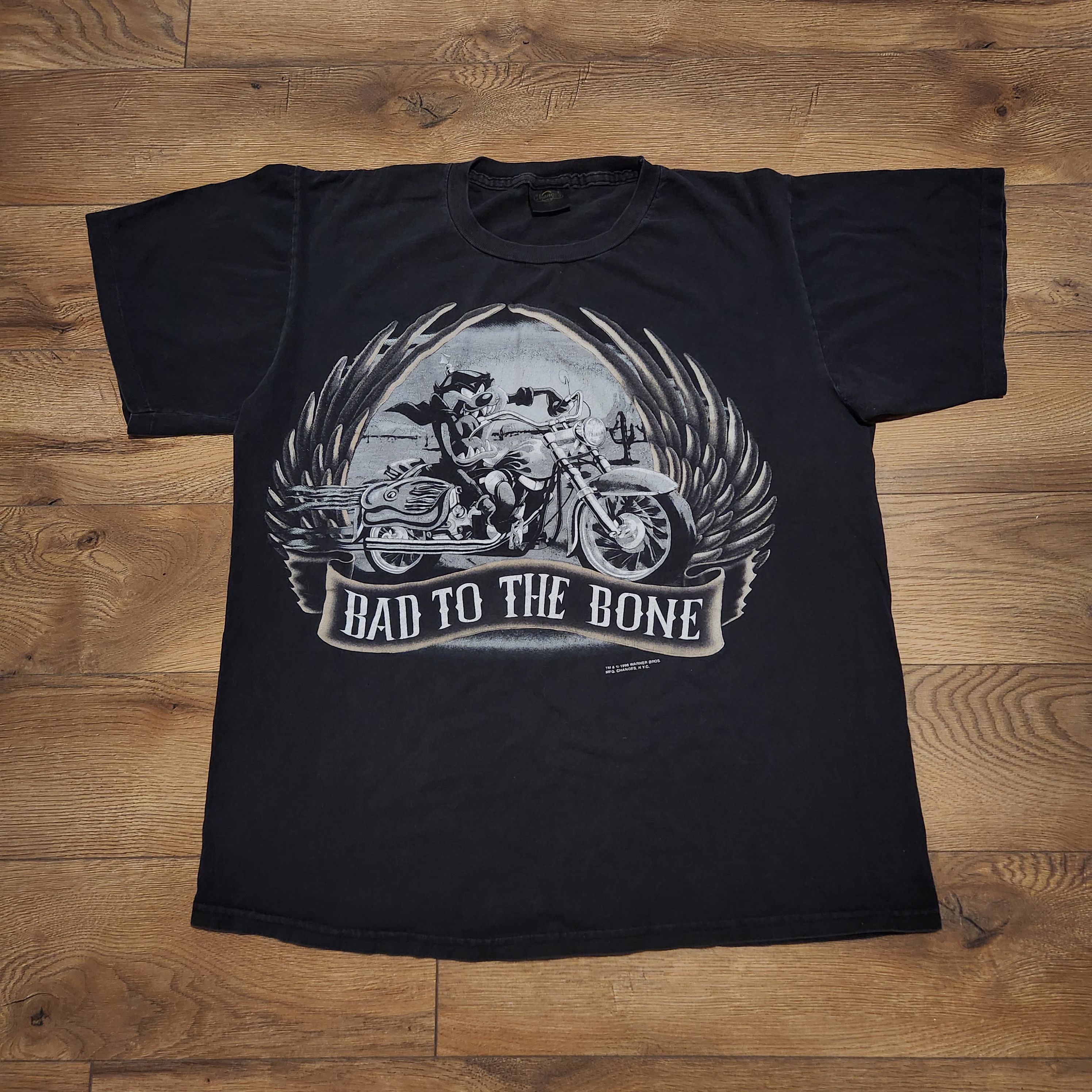 Vintage Vintage 90s Bad to the Bone Taz Motorcycle Shirt Faded | Grailed