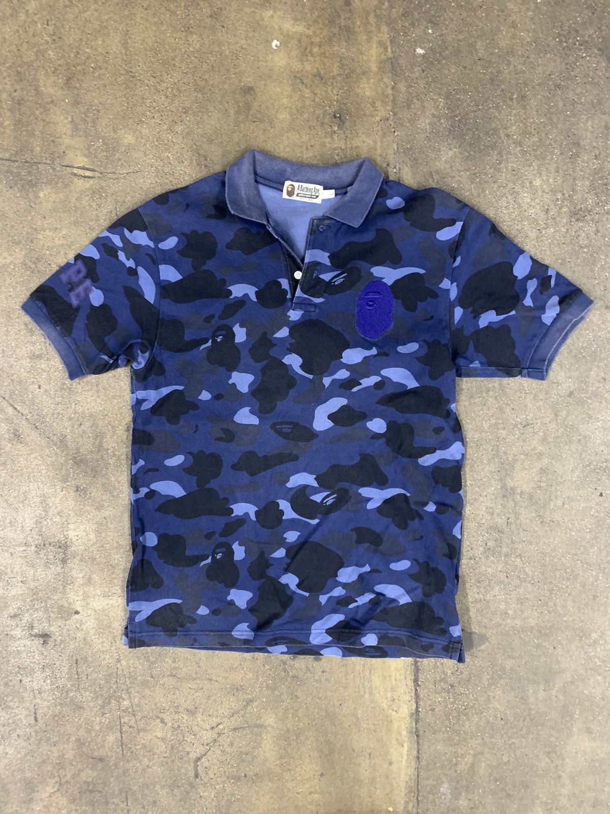 Bape Bape Blue Camo Polo Shirt | Grailed