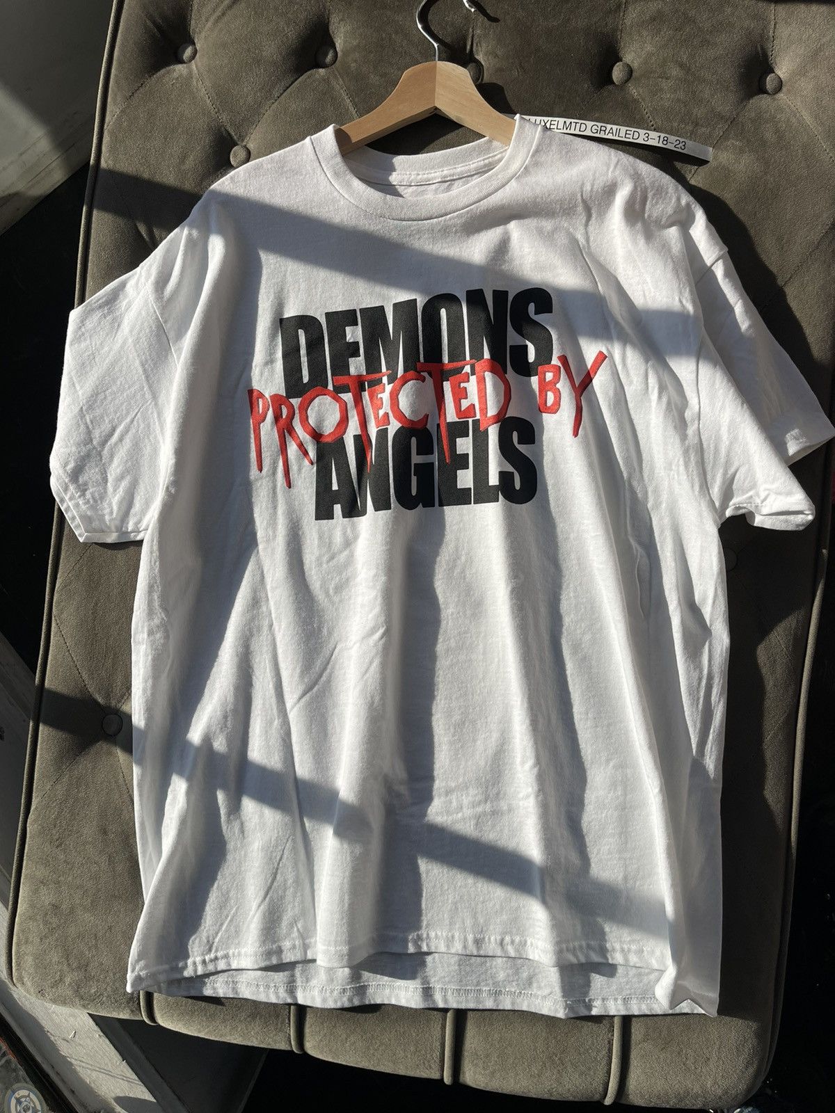 Vlone White VLone NAV Demons Protected by Angels Size XL | Grailed