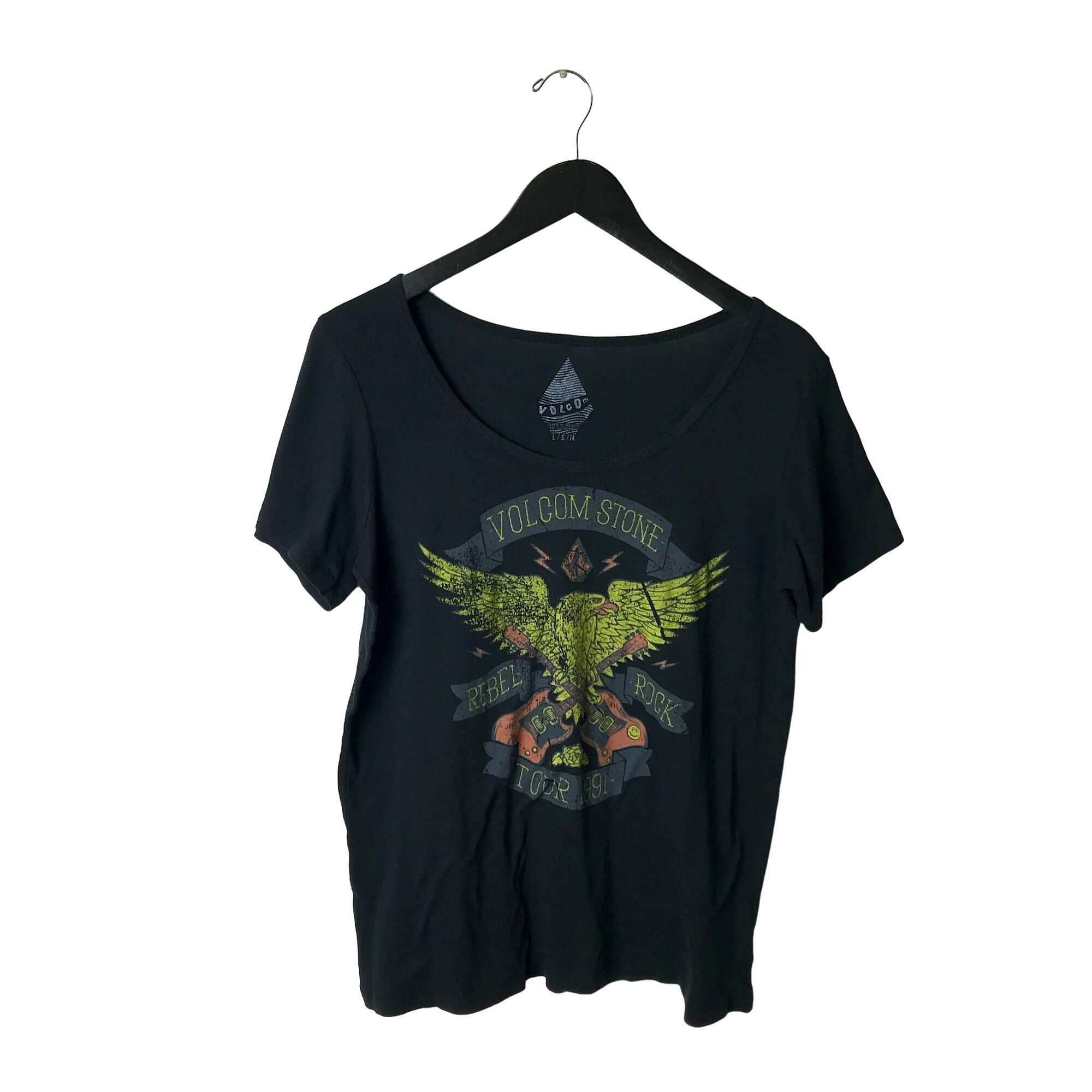 Urban Outfitters Volcom Stone Rebel Rock Tour T Shirt Bald Eagle Guitar ...