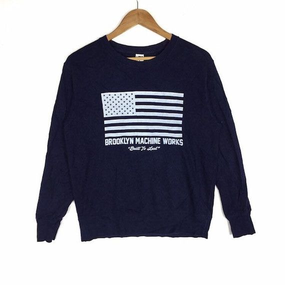 Uniqlo BROOKLYN MACHINE Works Sweatshirt Crew New York USA Flag | Grailed