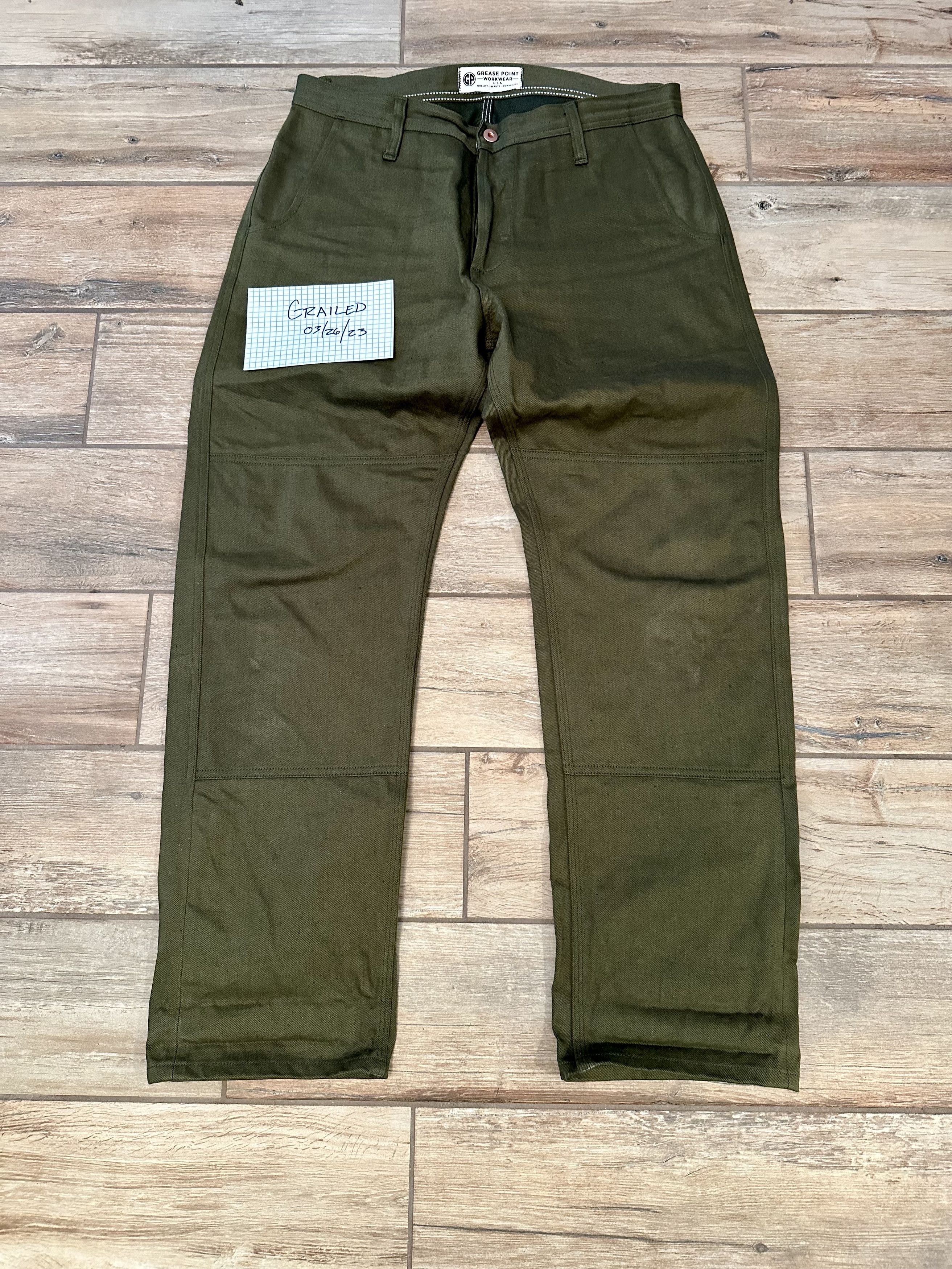 Grease Point Workwear Work Trouser - 14 oz Nihon Menpu Olive Drab ...