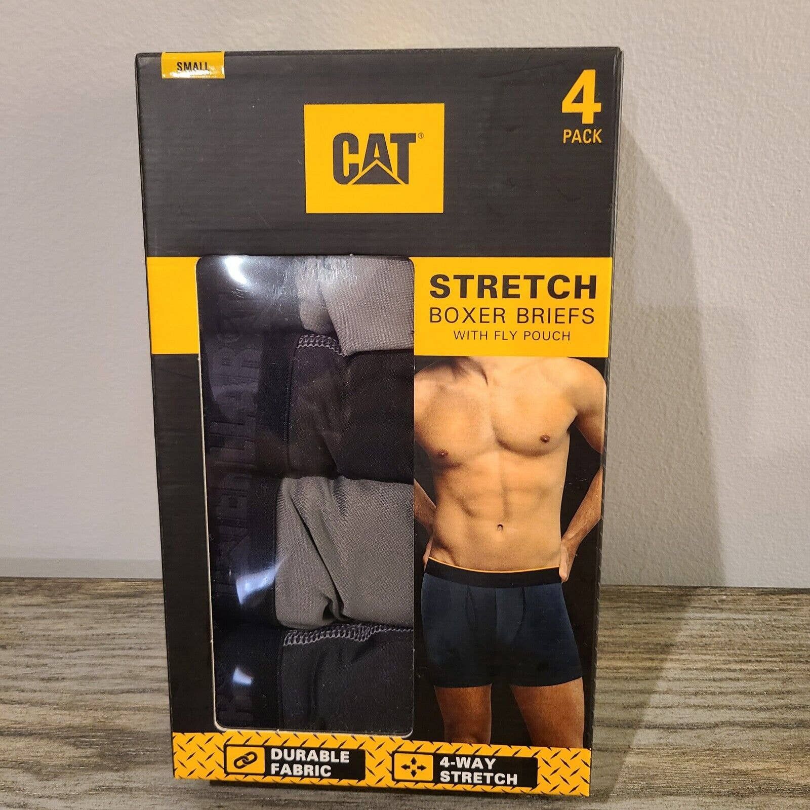 Caterpillar CAT(erpillar) Stretch Boxr Briefs w/Fly Pouch, 4 Pack Small ...