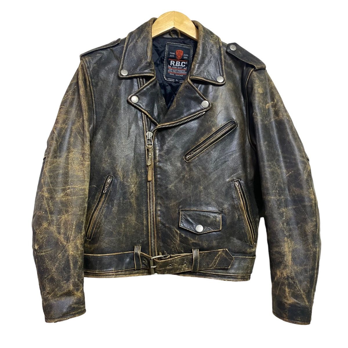 Vintage Vintage 80s RBC Patina Leather Jacket Ramones | Grailed