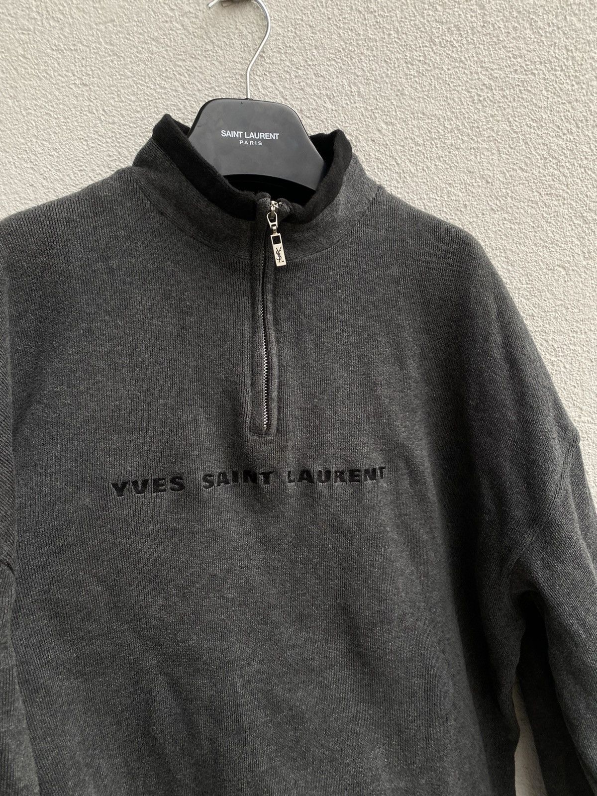 Vintage × Yves Saint Laurent 90’s Big Logo YSL Sweatshirt 1/4 Zip | Grailed