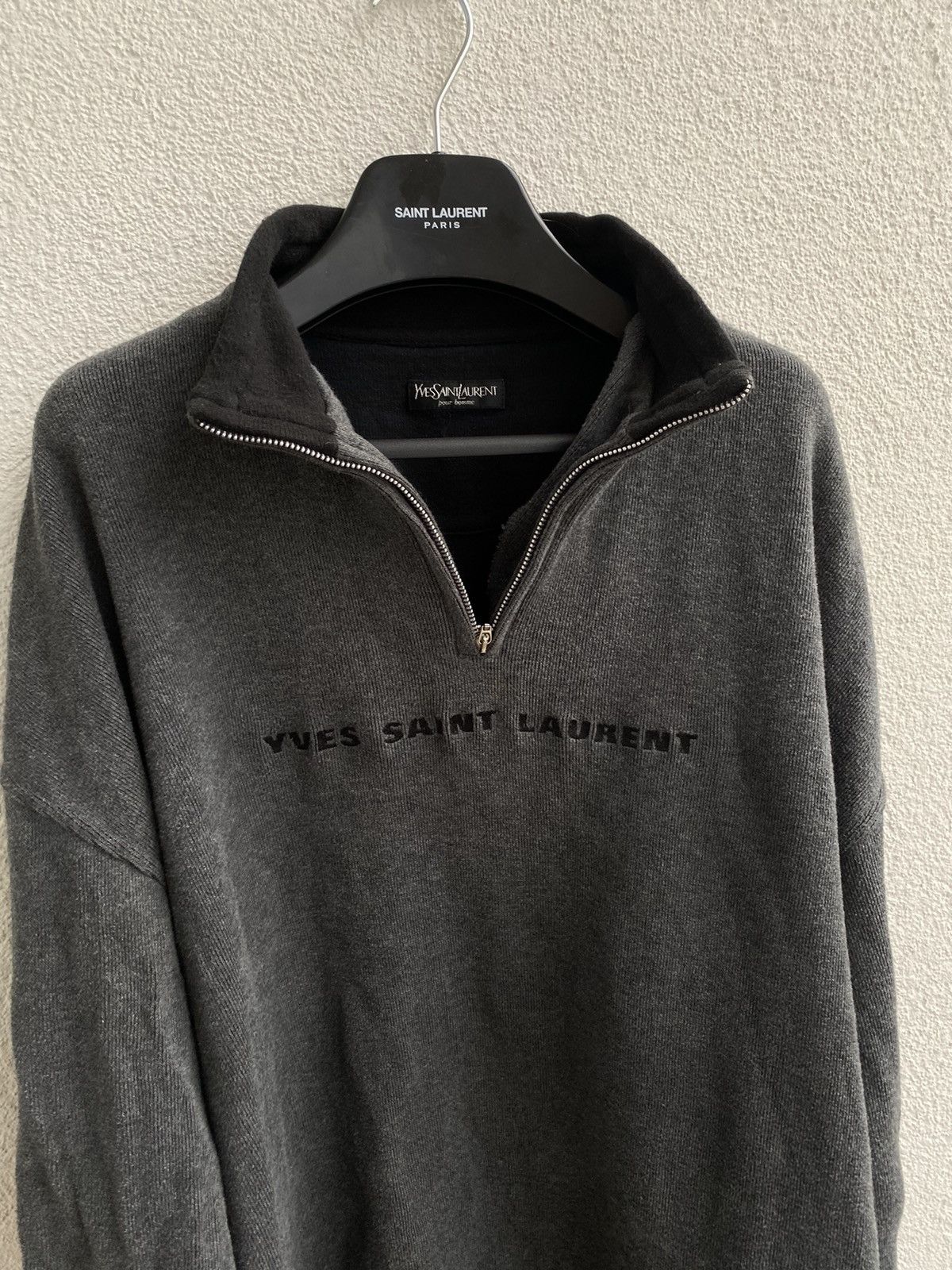 Vintage × Yves Saint Laurent 90’s Big Logo YSL Sweatshirt 1/4 Zip | Grailed