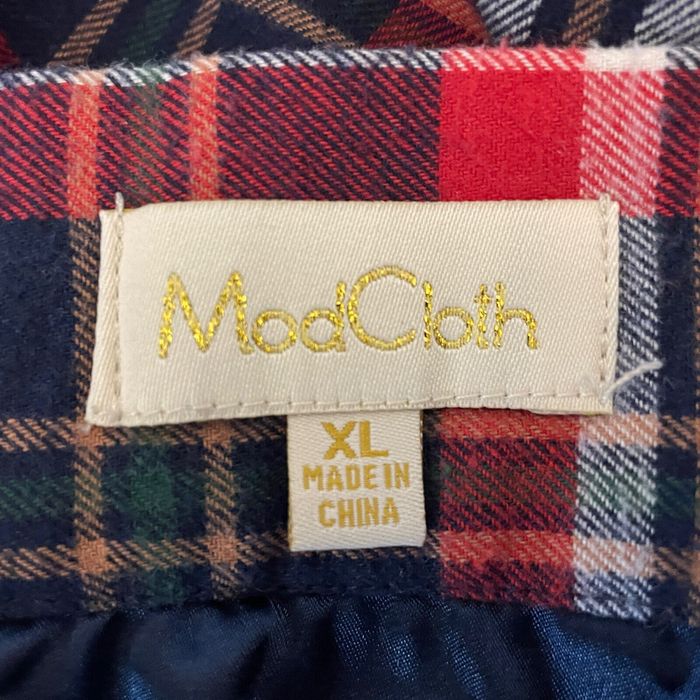 American Retro Modcloth Potluck Hostess Red Blue Plaid Flannel Midi ...