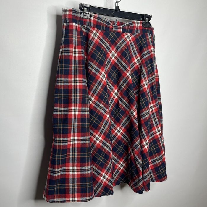 American Retro Modcloth Potluck Hostess Red Blue Plaid Flannel Midi ...