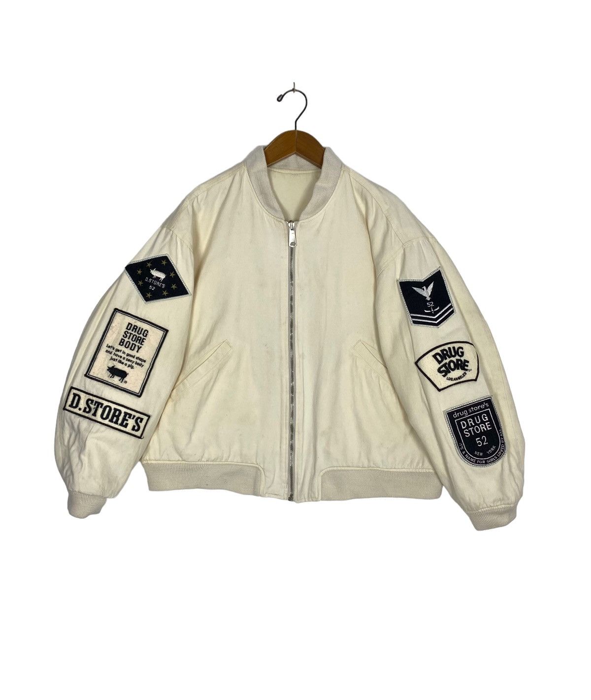 Japanese Brand Rare‼️ Drugs Store Reversible Bomber Jacket Big Logo ...