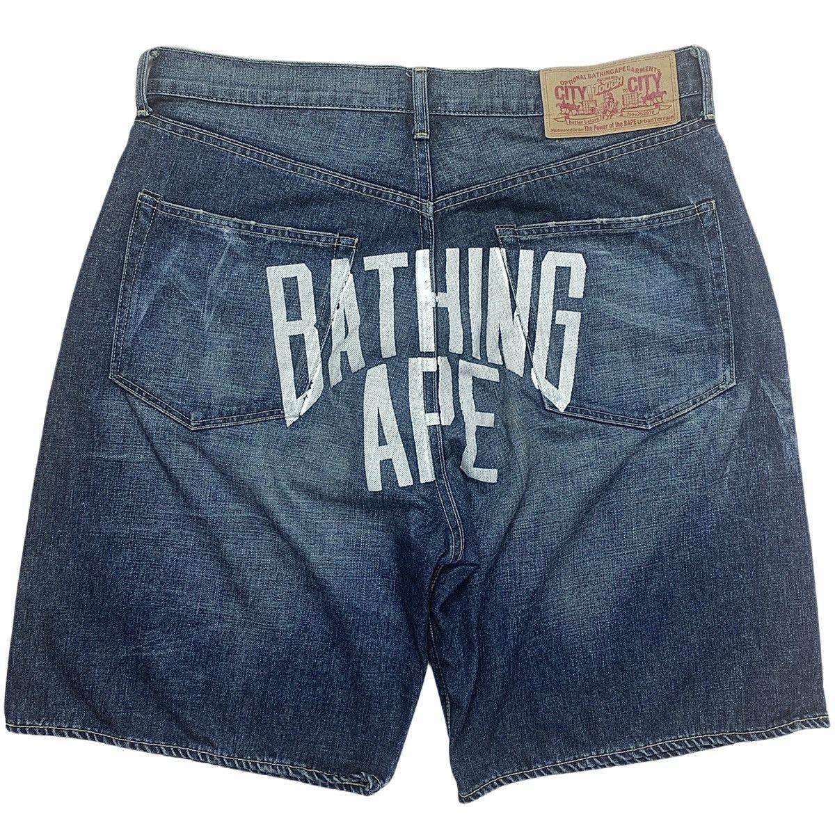 Bape Bape NYC City Spell Out Jean Shorts / Jorts | Grailed