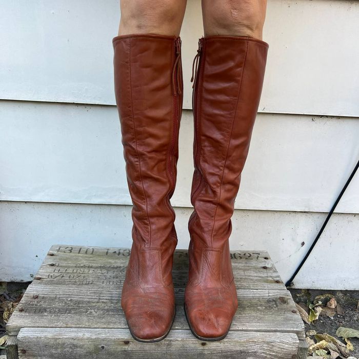 Vintage Vintage 60s Cobbies Knee High Zip Up Brown Go Go Boots | Grailed