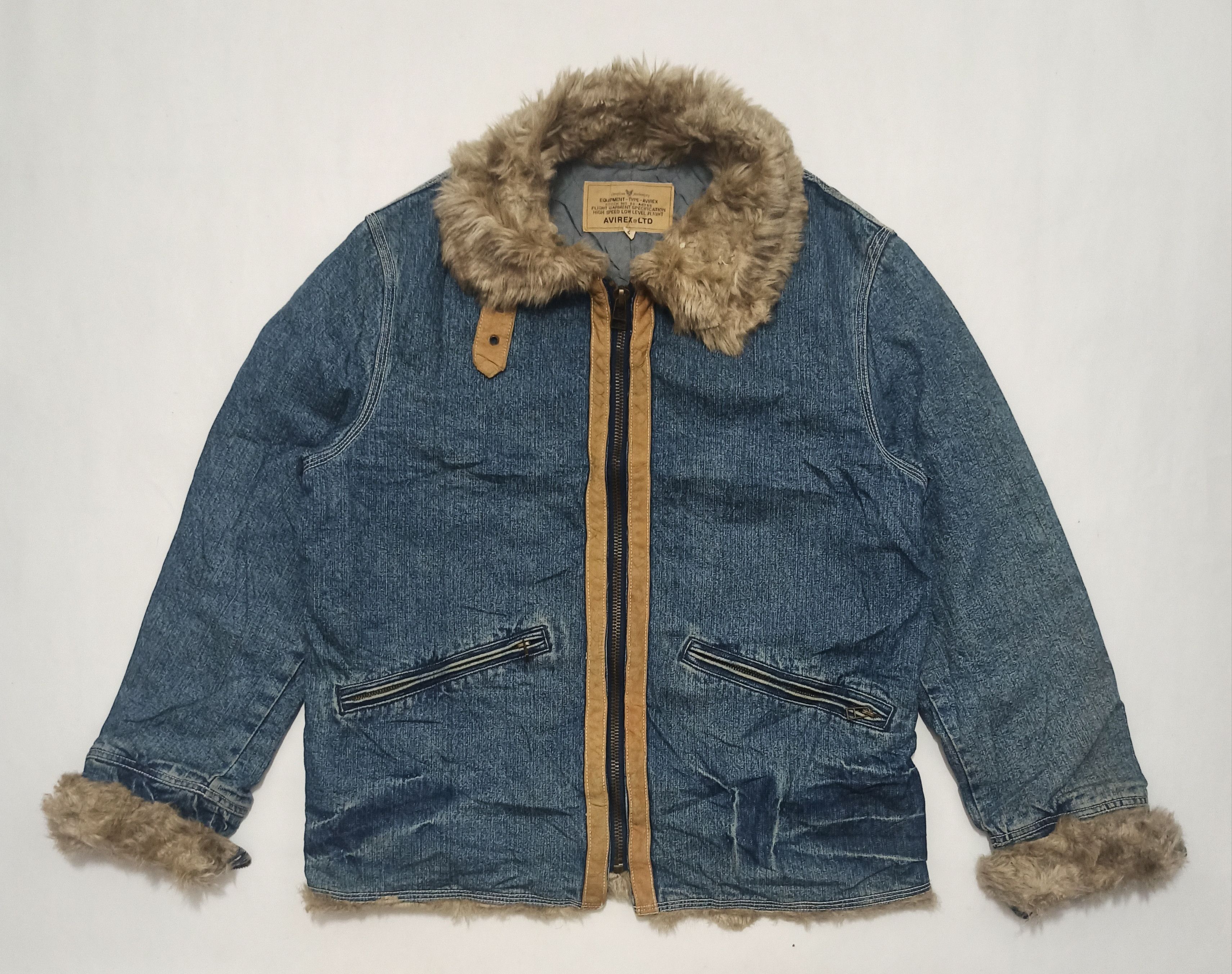 Vintage Vintage Avirex Military Air Force Fur Denim Jean Jacket | Grailed