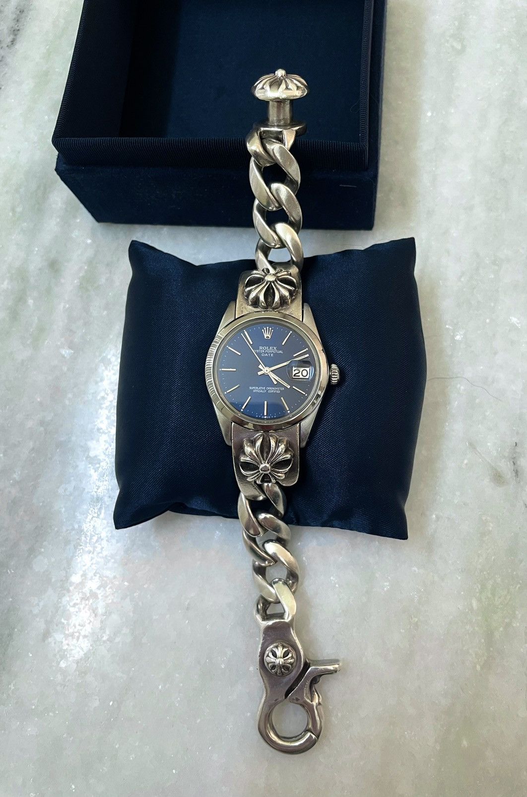 Chrome Hearts × Rolex Chrome hearts Rolex oyster perpetual Date blue ...
