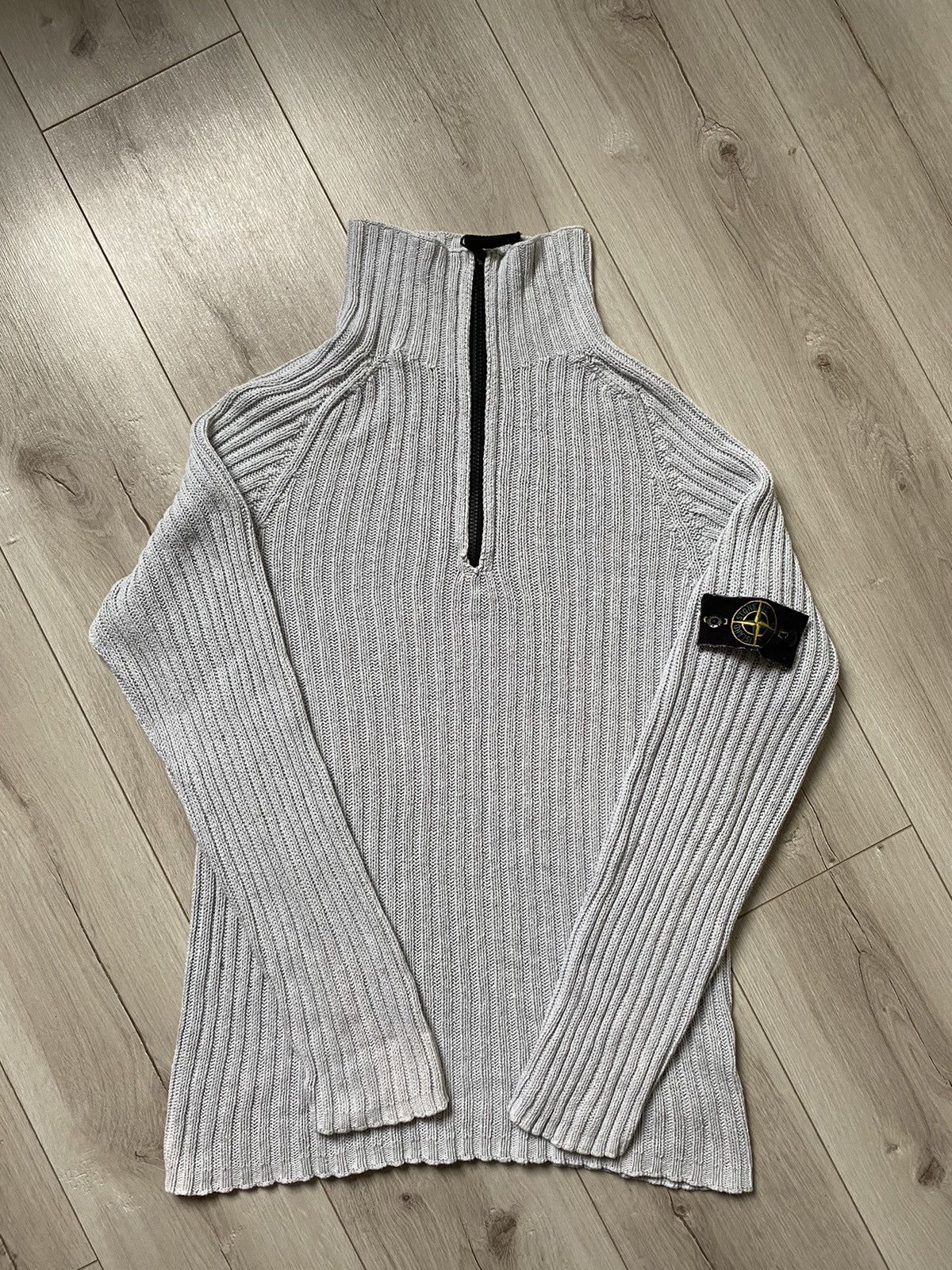 Stone Island Vintage Stone Island Knit Sweater 1/4 Zip Lampo | Grailed