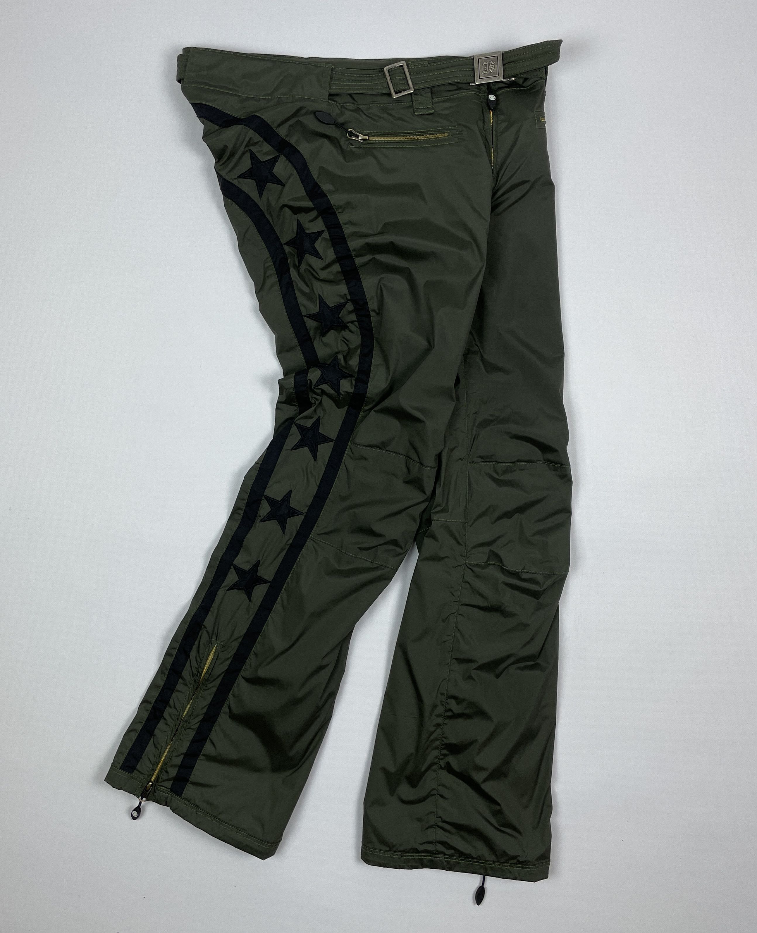 JET SET Women`s Jet Set Stars Nylon Belted Green Ski Pants Size 3 | Grailed