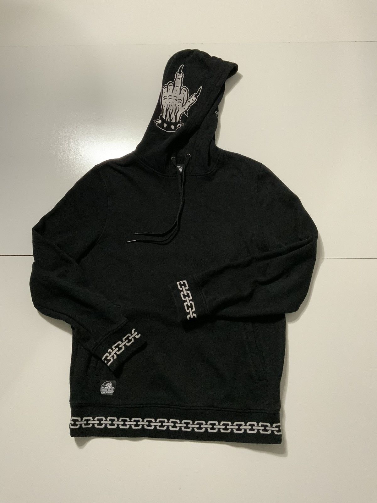 Streetwear Lurking Class Sketchy Tank Chain Link Middle Finger Hoodie ...