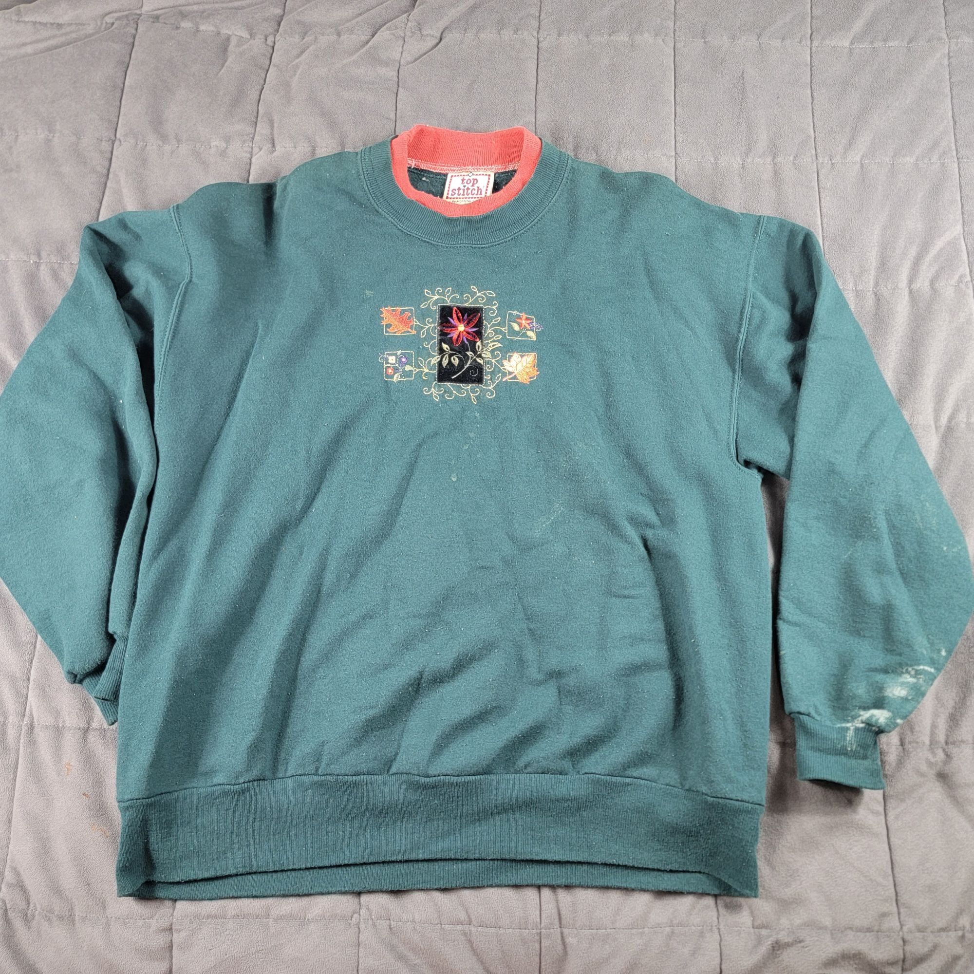 Other Top Stitch By Morning Sun Womens Large Green Floral Sweatshi ...