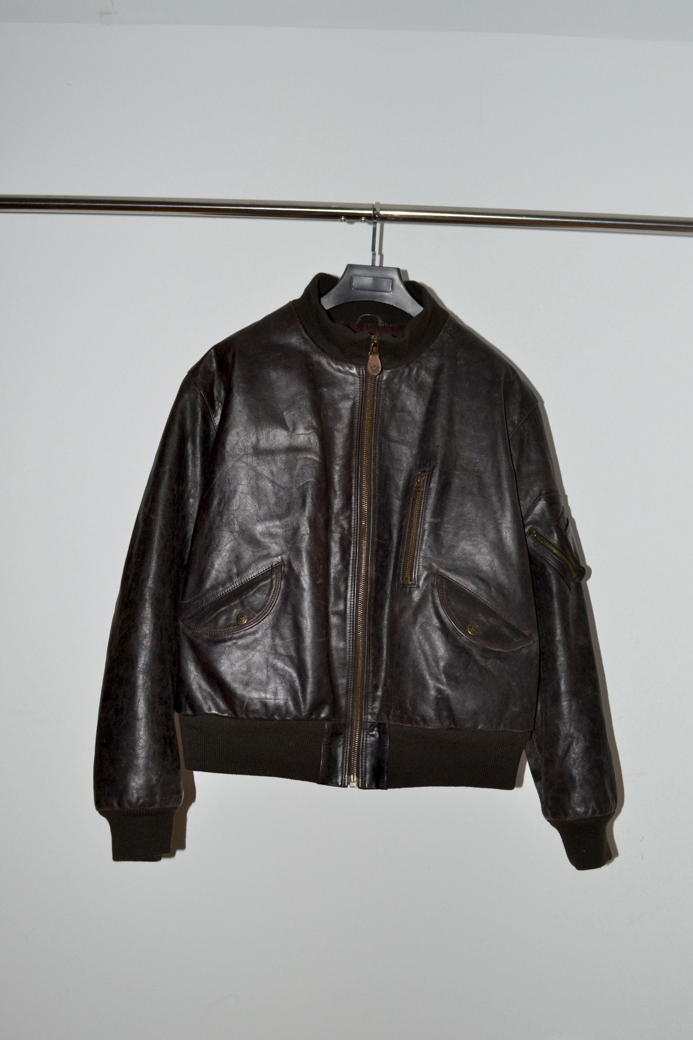 Giorgio Armani 1990s Leather Bomber Jacket | Grailed