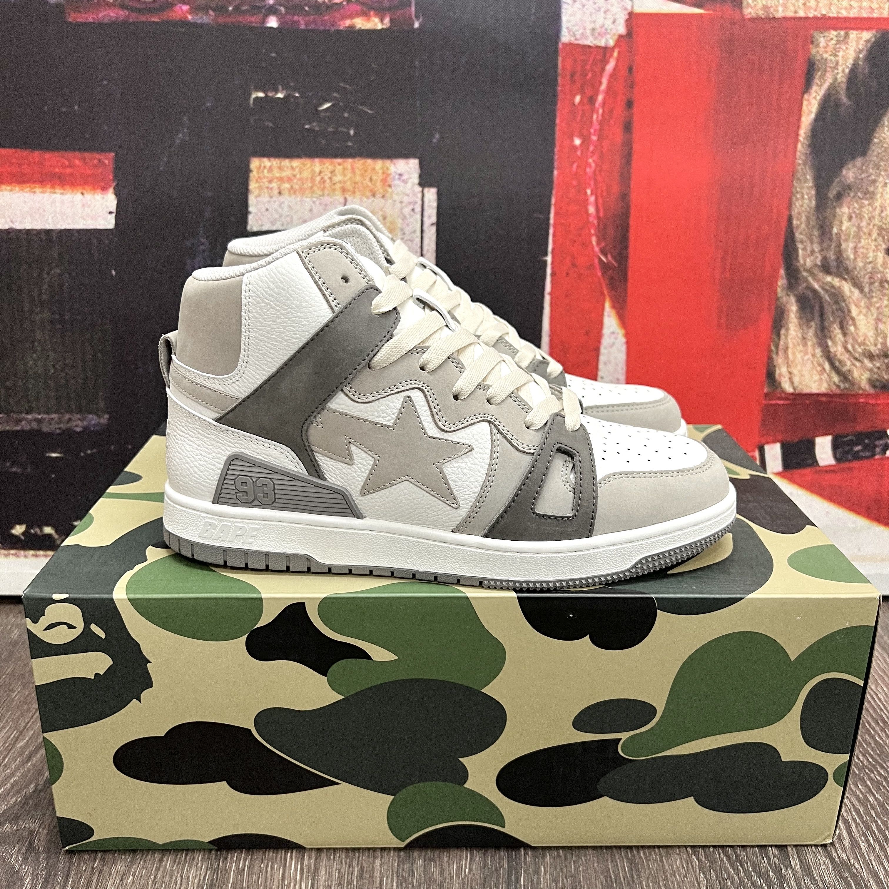Bape 2022 Bape Bapesta 93 Hi Grey / White / Dark Grey | Grailed