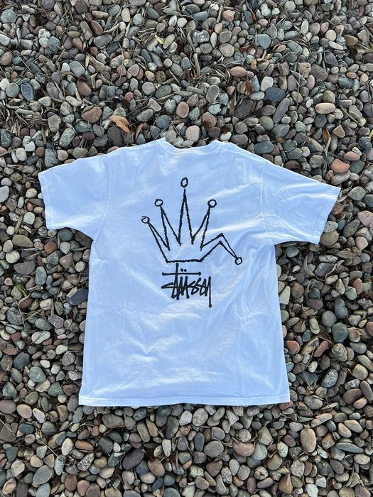 Stussy stussy crown logo white graphic tee | Grailed