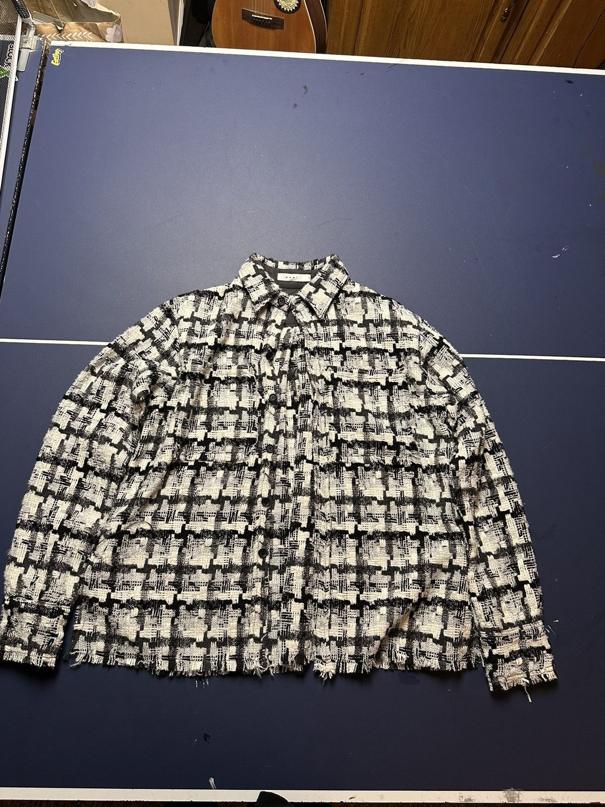 Mnml Mnml Heavyweight Raw Edge Flannel Grey White Size Small Grailed