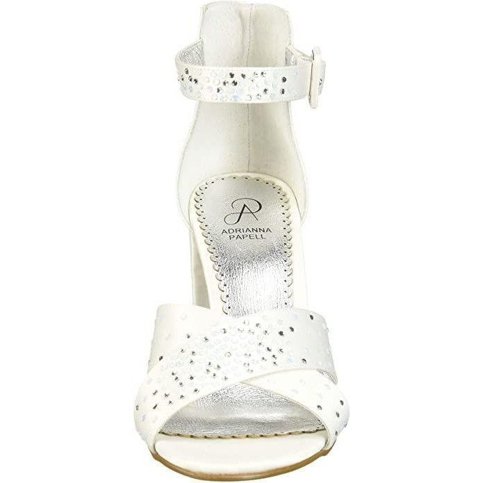 Steve Madden Adrianna Papell Satin White Silver Rhinestone Maddy Ankle ...