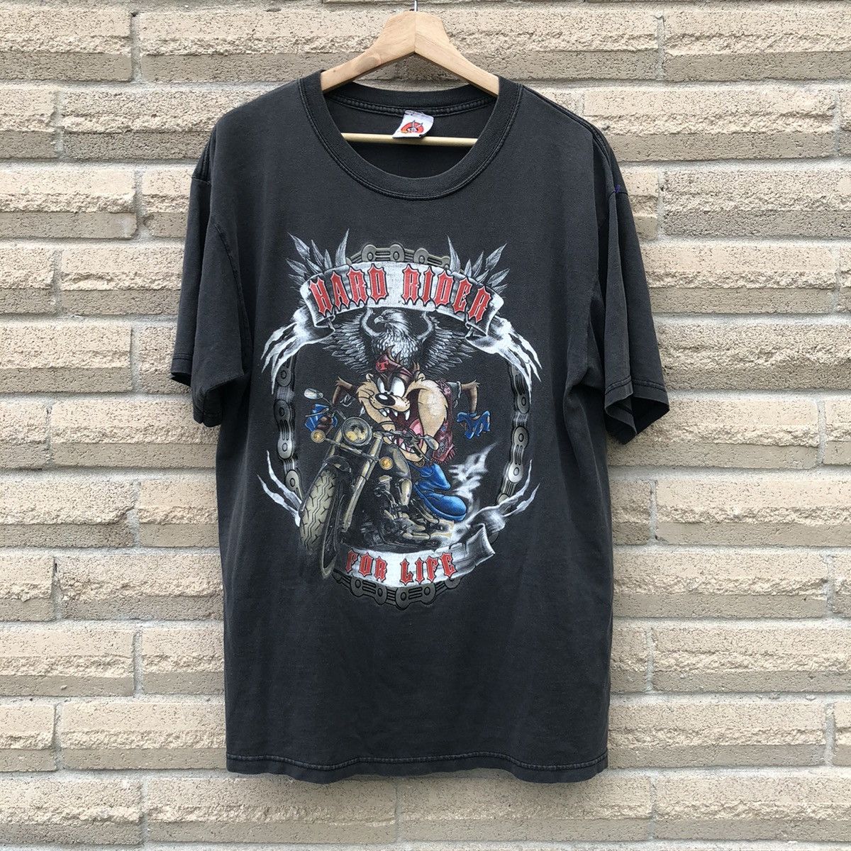 Vintage Vintage 90s Taz Looney Tunes Biker motorcycle Graphic Shirt ...