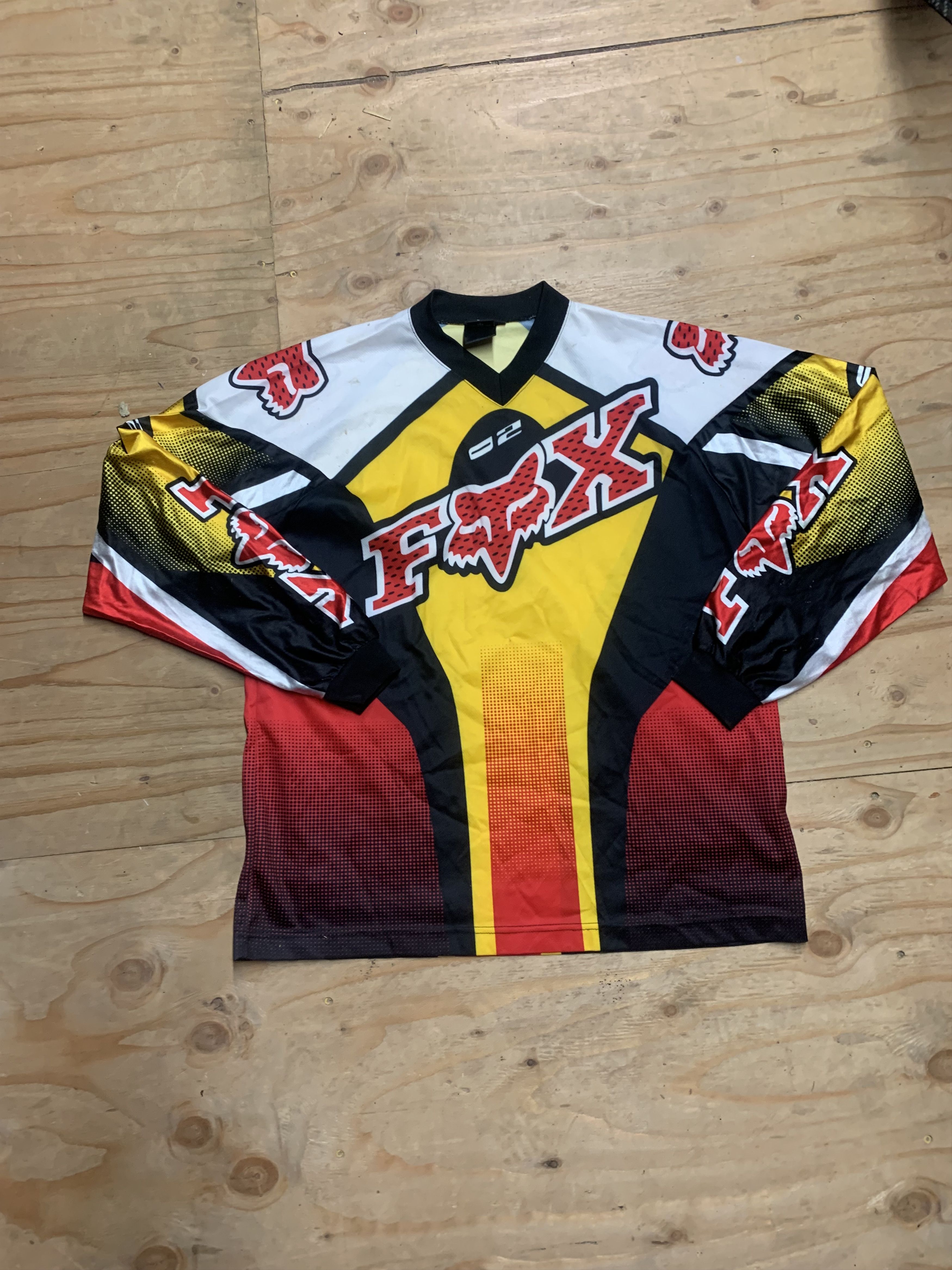 Fox Racing Vintage Fox Racing Red Yellow Motorcross Shirt XL | Grailed