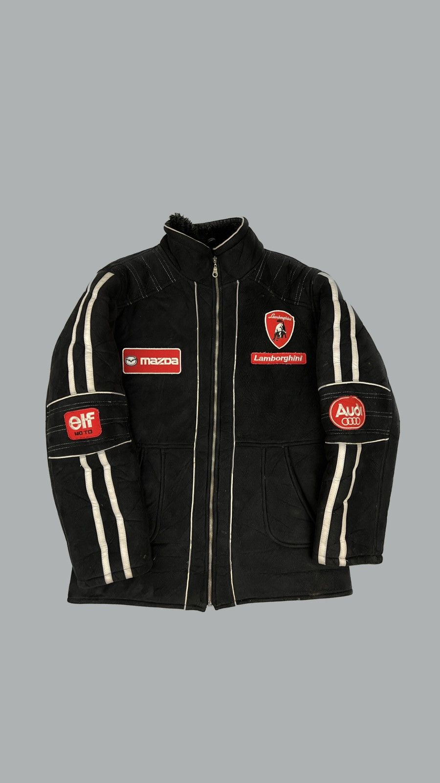Vintage 90’s Lamborghini Mazda Audi Racing Jacket Sheepskin coat | Grailed