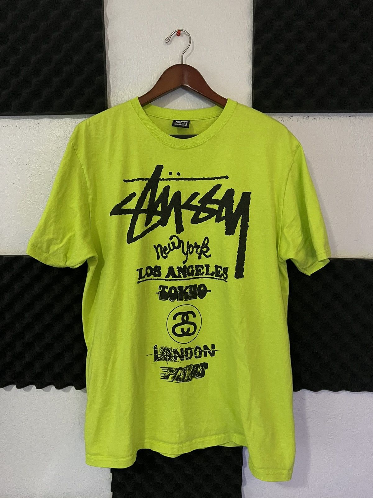 Stussy Stussy Neon Green World Tour Tee | Grailed