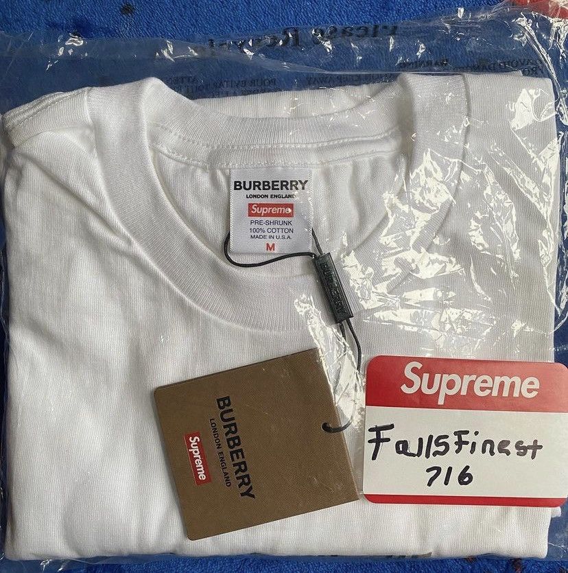 Supreme Supreme Burberry Box Logo Tee white | Grailed