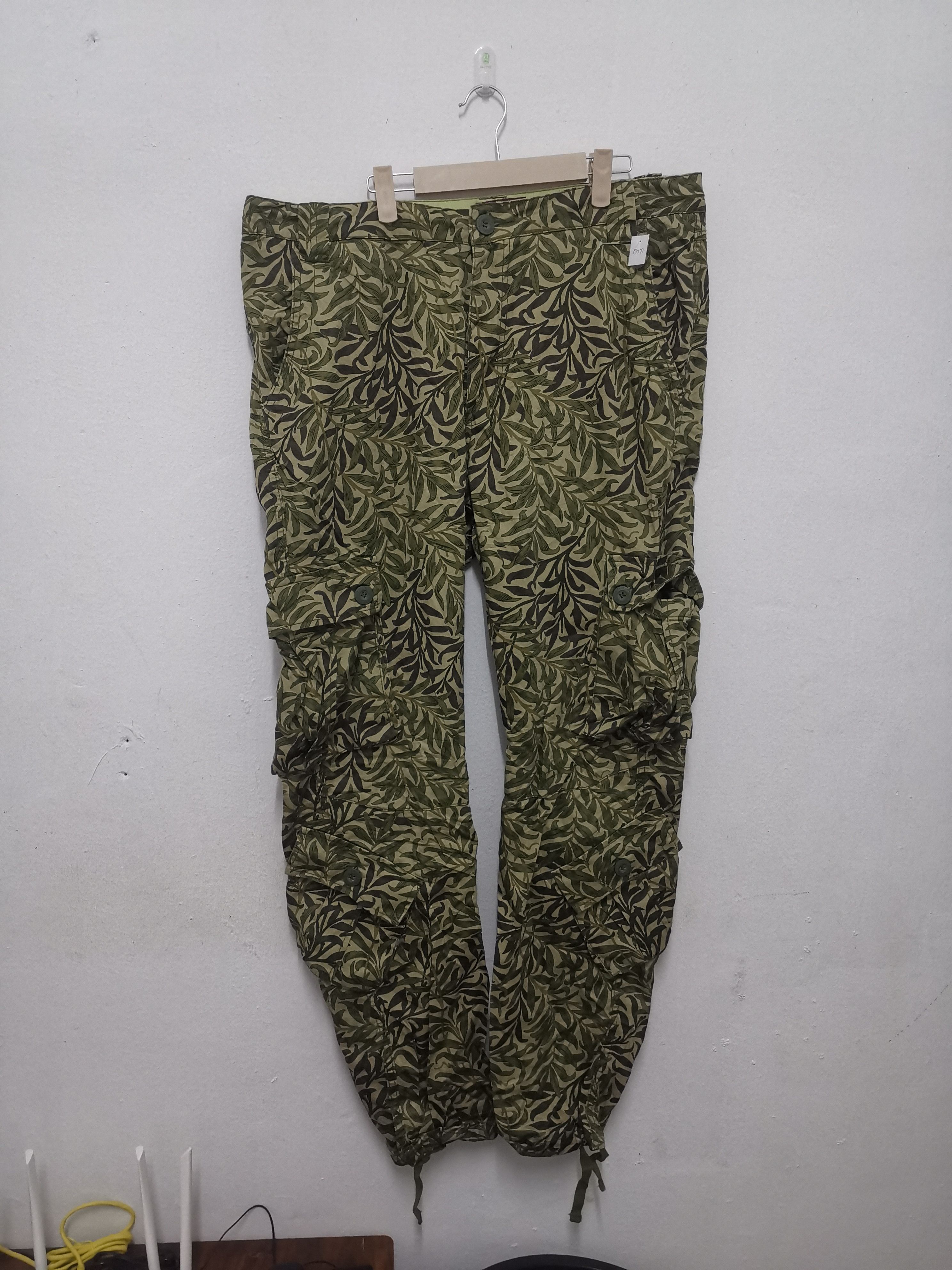 Japanese Brand Matchstick men's green leaf print pull on drawstring ...