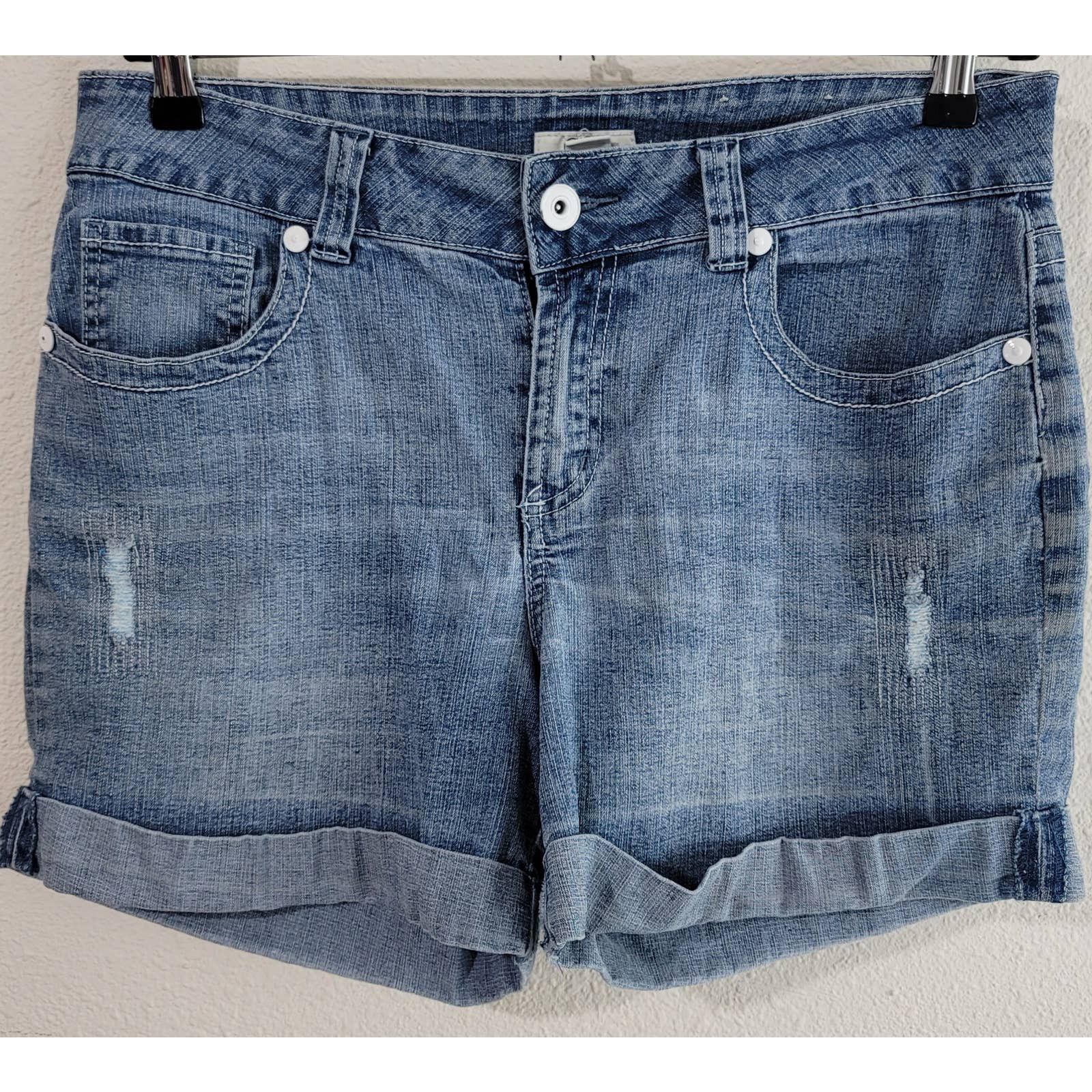 Other Cato Blue Stonewashed Distressed Boyfriend Denim Shorts 12 | Grailed