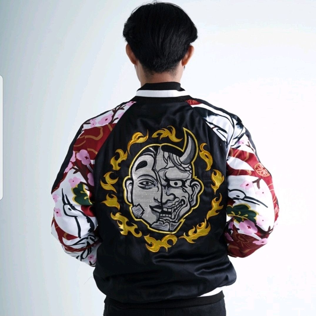 Streetwear jacket sukajan anime smiley anime EMBROIDERY | Grailed