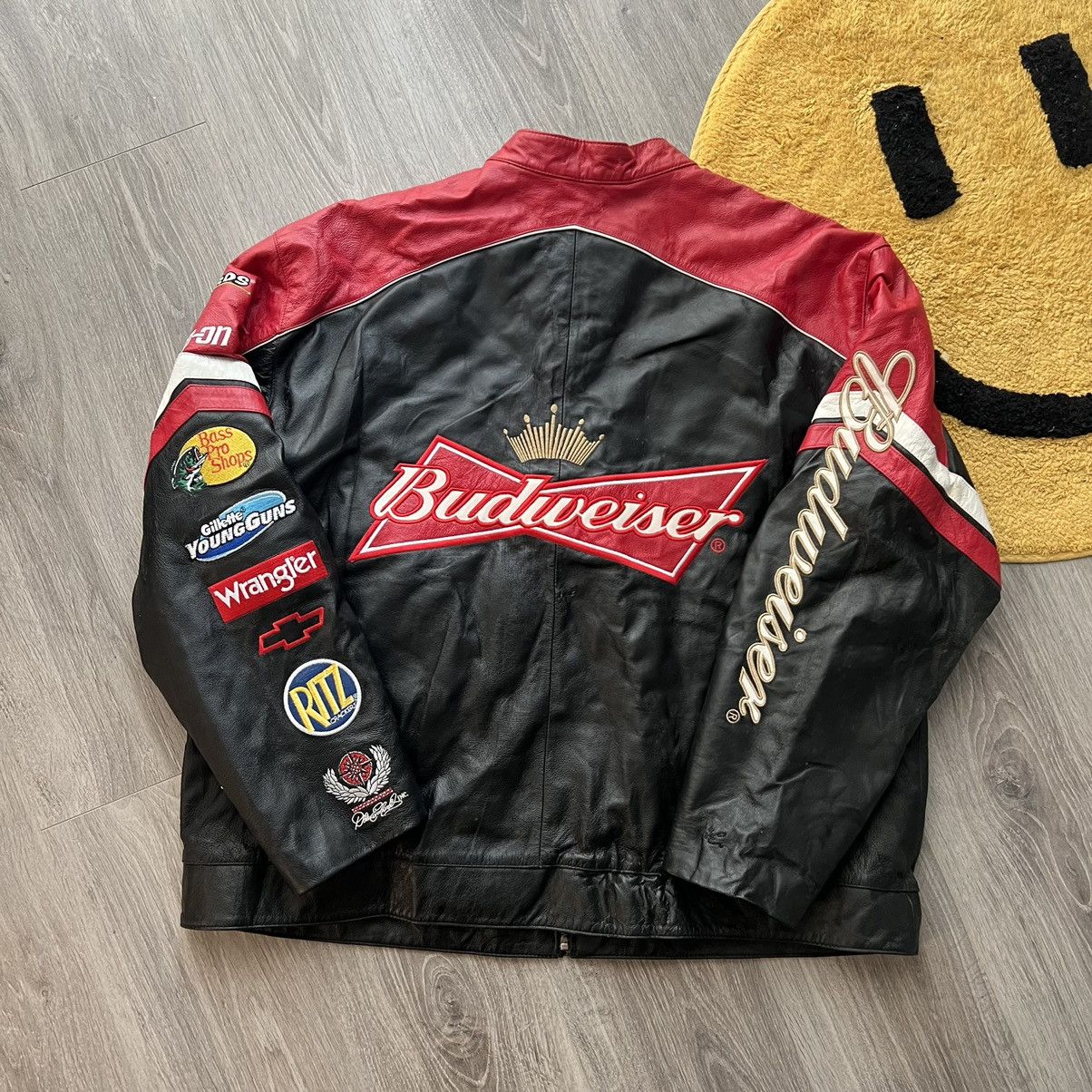 NASCAR × Vintage Vintage Leather Budweiser nascar jacket | Grailed