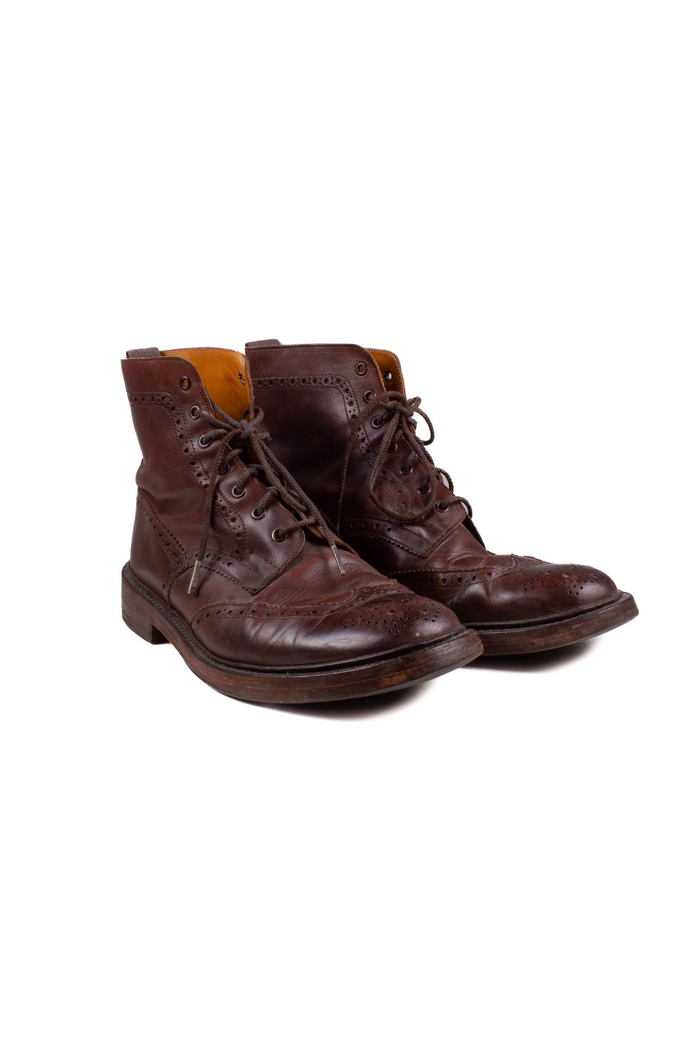 Trickers TRICKER'S BROWN LEATHER WINGTIP BOOTS | Grailed